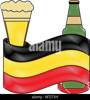 germany flag with german beers over white background, vector ...