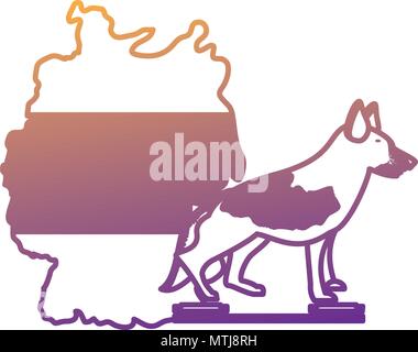 germany map and german shepherd over white background, vector ...