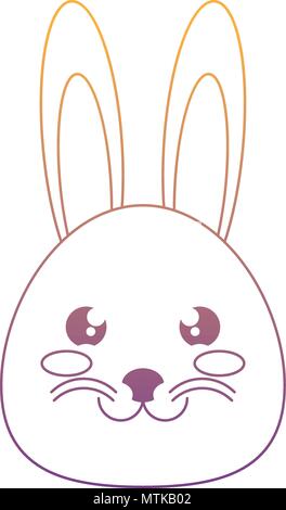 cute rabbit face icon over white background, colorful design vector ...