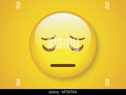Smiley, tired emoticon. Yellow face with emotions. Facial expression ...
