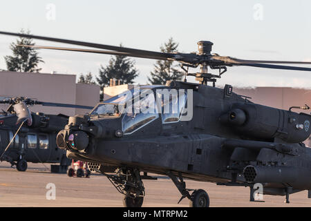 U.S. Army AH-64E Apache helicopter ground crew members assigned to ...