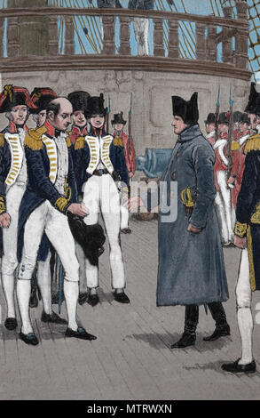 Napoleon I on board the HMS Bellerophon (UK). Napoleon's surrender ...