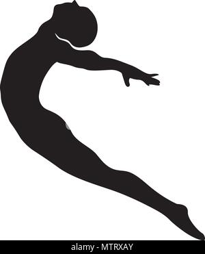 silhouette young man jump training abstract logo design, vector graphic ...