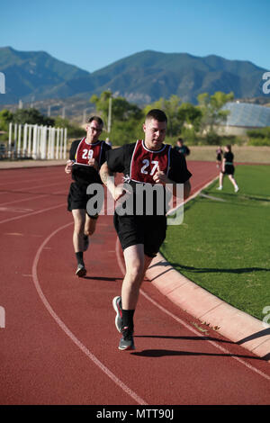 Spc. Tyler Gadapee, the NETCOM Soldier of the Year winner, runs during ...