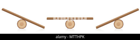 Seesaw or wooden balance scale - balanced and unbalanced, equal and ...