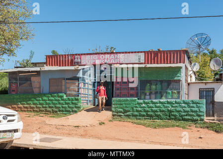 MOUNT FLETCHER, SOUTH AFRICA - MARCH 26, 2018: A street scene with ...