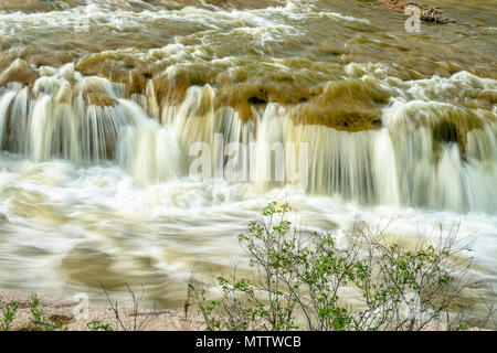 Norden Chute on Niobrara River in Nebraska, aerial view in springtime ...