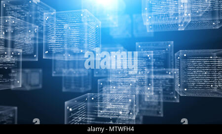 A volumetric 3d illustration of flying letters of Latin alphabet placed ...