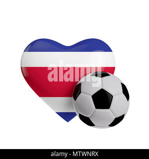 Costa Rica flag heart with a soccer ball background. Football banner ...