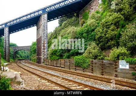 The Cornish main line railway as it passes through Teignmouth under ...