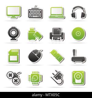 Computer peripherals and accessories icons - vector icon set Stock ...