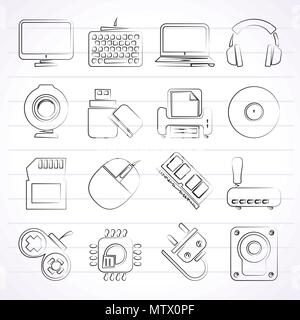 Computer peripherals and accessories icons - vector icon set Stock ...