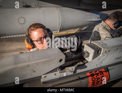 Air Force Munitions Specialists Hand Bombs Under the Wing of an ...