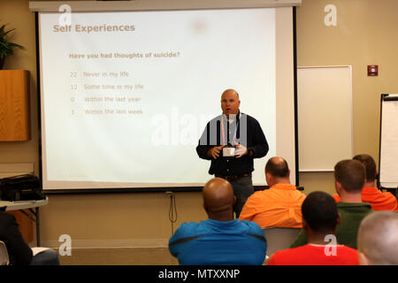 Chaplain Capt. David Morris speaks at an Applied Suicide Intervention ...