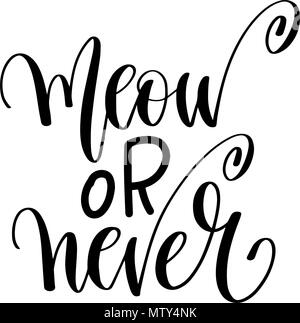 The handwritten phrase Meow meow. Hand lettering. Words on the theme of ...