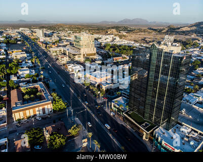 Aerial view of the tower building of Hermosillo, Kino Boulevard and the ...