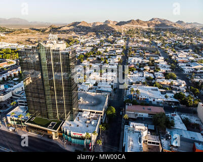 Aerial view of the tower building of Hermosillo, Kino Boulevard and the ...
