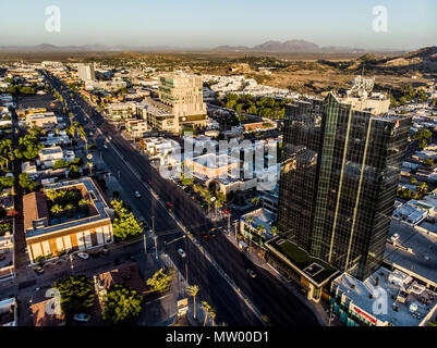 Aerial view of the tower building of Hermosillo, Kino Boulevard and the ...