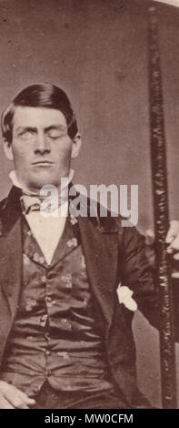 . English: Cabinet-card portrait of brain-injury survivor Phineas P ...