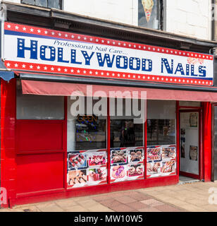 Nail Salon open sign in a shop window on Lewes Road in Brighton, East ...