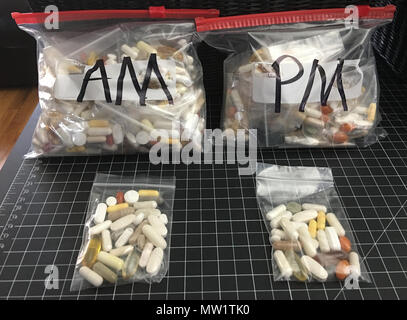 Multicolor prescription pill or medication or vitamin or supplement box ...