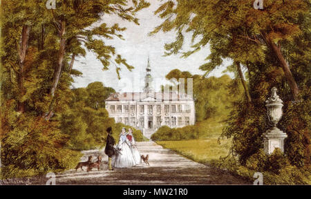 . Deutsch: Wandsbeker Schloss, vermutlich Südansicht, kolorierte ...