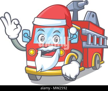 Santa with candy fire truck mascot cartoon Stock Vector Image & Art - Alamy