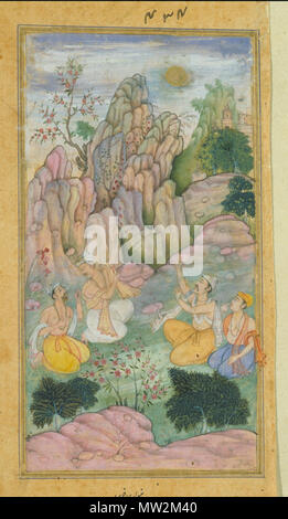 The sage Vyasa with disciples observes his son Sukya approaching them ...
