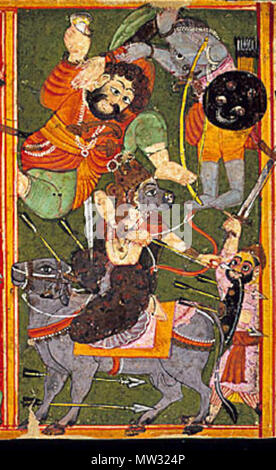 . Varahi Fighting Asuras (Recto),Painting; Watercolor, Opaque ...