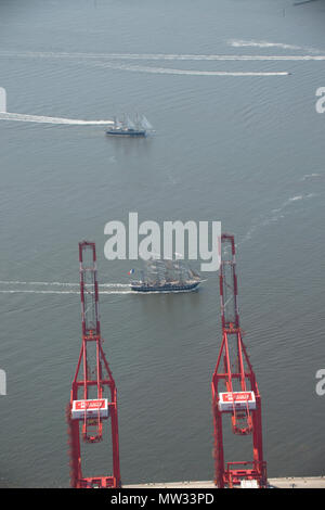 Aerial photo of tall ships passing New Brighton Stock Photo - Alamy