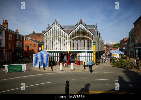 Stockport Town centre's Old Town Market Hall indoor market Stock Photo ...