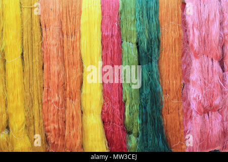 silk production process, colorful raw silk thread Stock Photo - Alamy