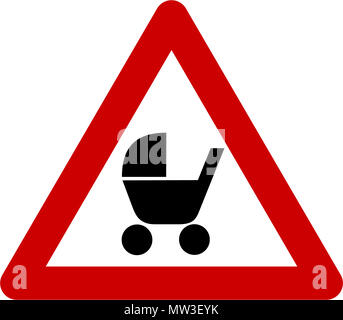 Warning sign with stroller symbol Stock Photo - Alamy