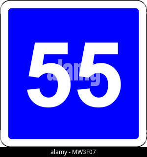 Road sign with suggested speed of 55 km/h Stock Photo - Alamy