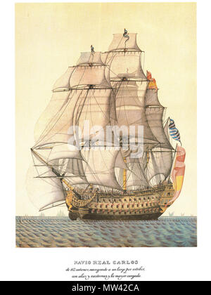 . Español: Navío Real Carlos de la Armada Española, realizado por Alejo ...