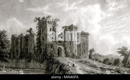 . English: Raglan Castle . 4 June 2011. drawn by W. Westall A.R.A ...