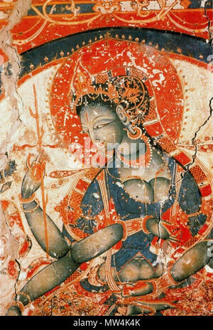 Green Tara as Prajnaparamita. Sumtsek hall at Alchi monastery, Ladakh ...