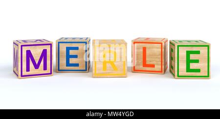 The name merle written with wooden toy cubes in children's room Stock ...
