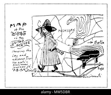 . English: Cartoon drawn by Busoni of his 1904 USA tour . 12 March 1924 ...
