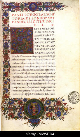 . English: Paulus Diaconus, History of the Lombards (beginning) in a ...