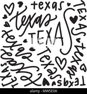 Texas calligraphy hand lettering with heart-shaped flag Holiday ...