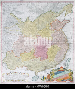 1735 Homann Heirs Map of China Stock Photo - Alamy