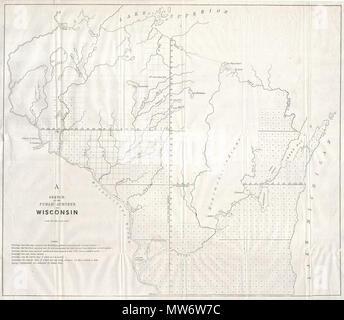 1848, Public Survey Map of Wisconsin Stock Photo - Alamy