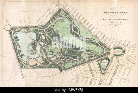 1868, Vaux and Olmstead's Map of the Prospect Park Parade Grounds ...