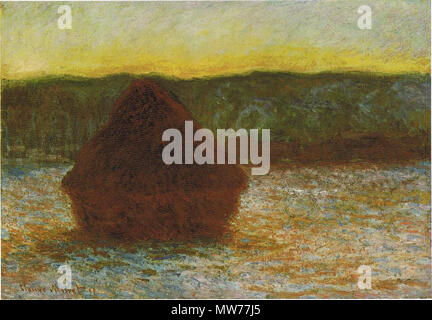 . English: Wheatstack (Thaw, Sunset) by Claude Monet, 1890-91 Stack of ...