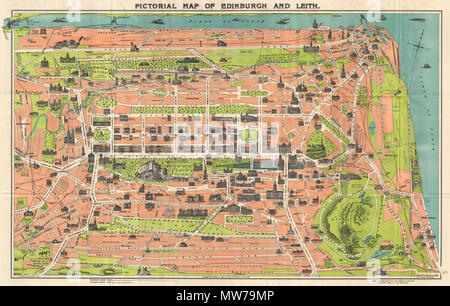 . Pictorial Map of Edinburgh and Leith. English: This is an unusual art ...