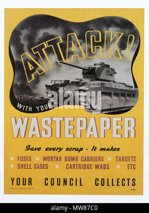 A Second World War poster promoting the salvage, and recycling of waste ...