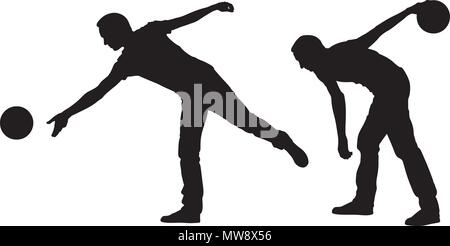 Man bowler bowling silhouette illustration vector background colorful ...