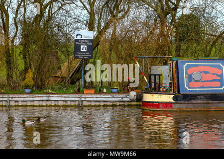 Shebdon Winding Hole, a place where canal boats can turn around, on the ...