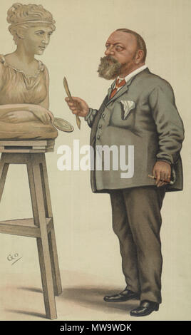 . English: Caricature of Count Gleichen Born 1834. Shown sculpting a ...